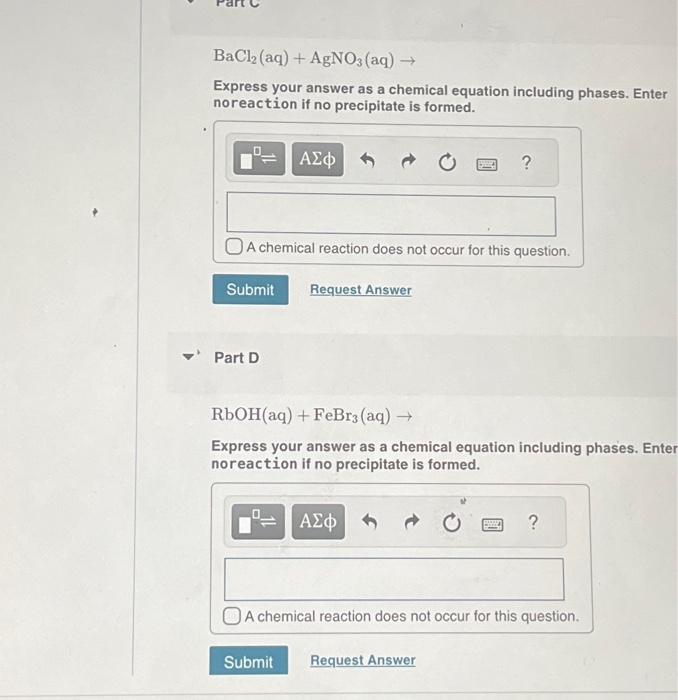 Solved BaCl₂ (aq) + AgNO3(aq) → Express your answer as a | Chegg.com