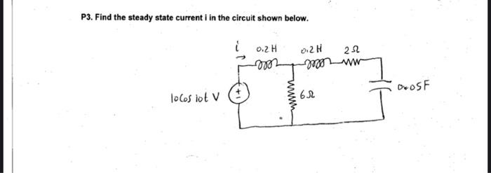 Solved P3. Find the steady state current i in the circuit | Chegg.com