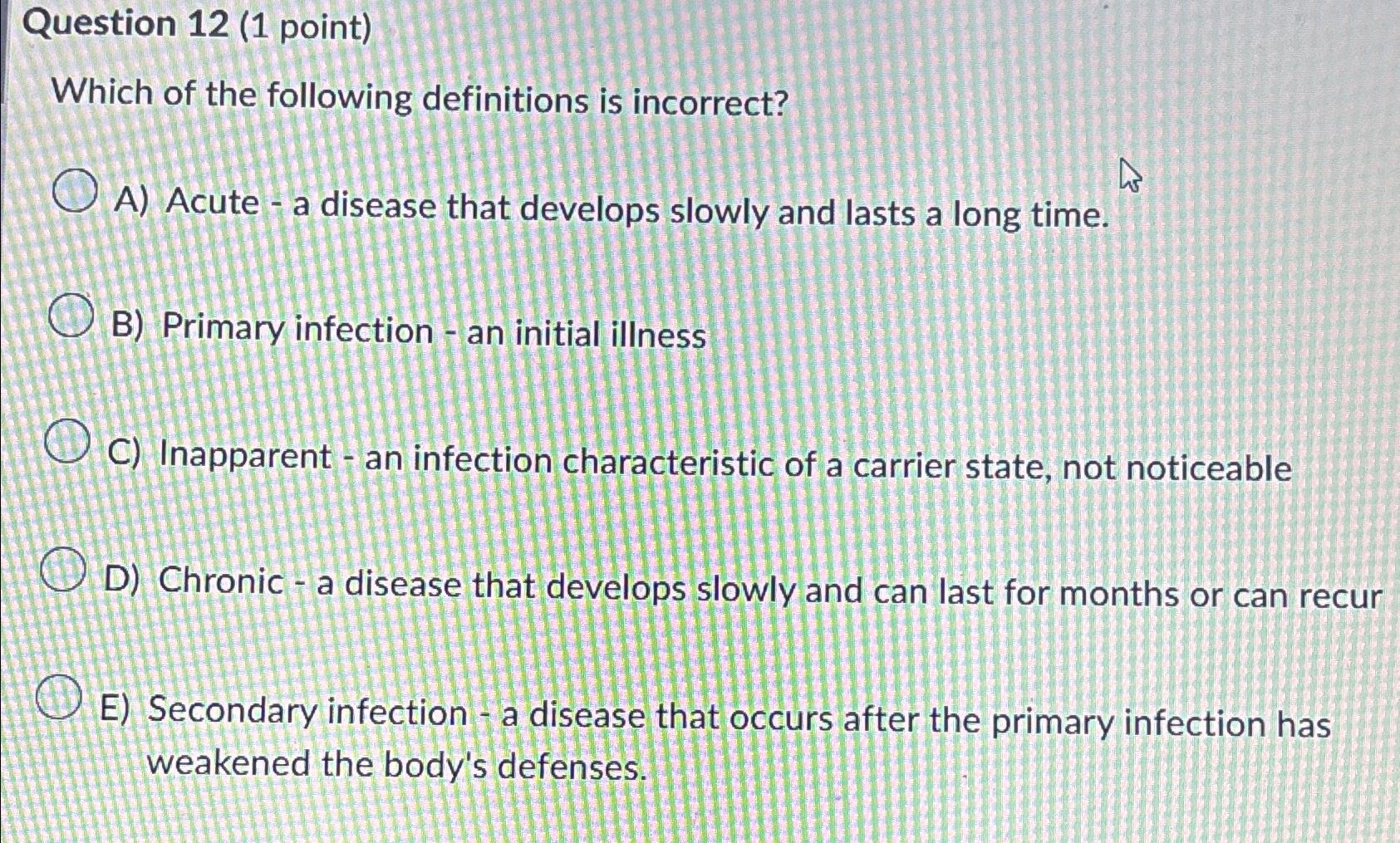 Solved Question 12 (1 ﻿point)Which of the following | Chegg.com