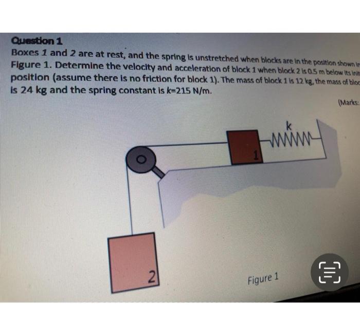 Solved Question 1 Boxes 1 and 2 are at rest, and the spring | Chegg.com