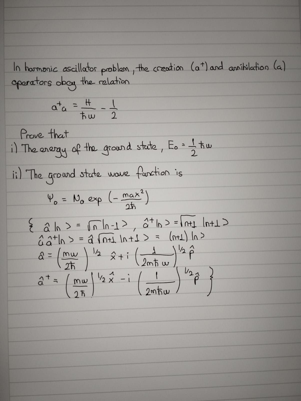 Solved In harmonic oscillator problem, the creation (a+)and | Chegg.com