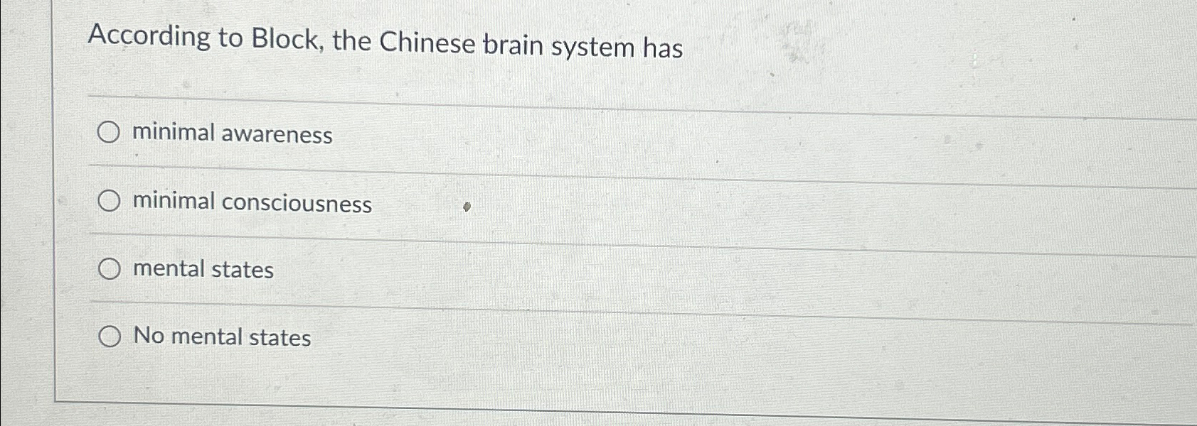 Solved According to Block, the Chinese brain system | Chegg.com