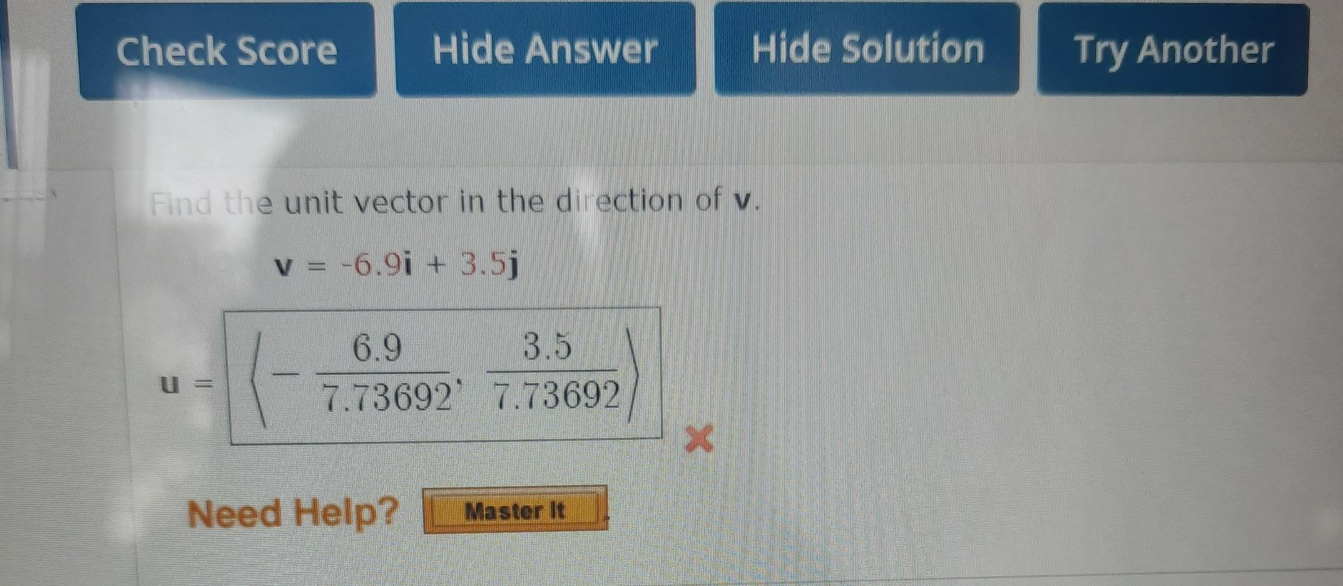 Solved Hide AnswerFind the unit vector in the direction of | Chegg.com