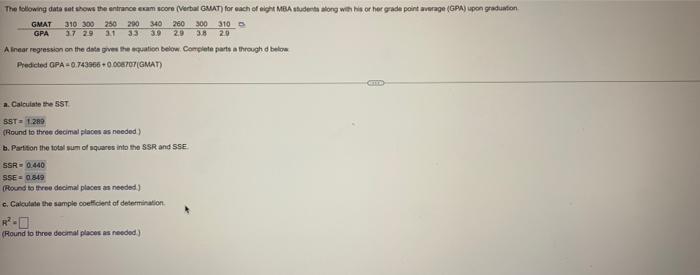 Solved b. Partition the total sum of squares into the SSR | Chegg.com