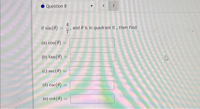 Solved From the information given, find the quadrant in | Chegg.com