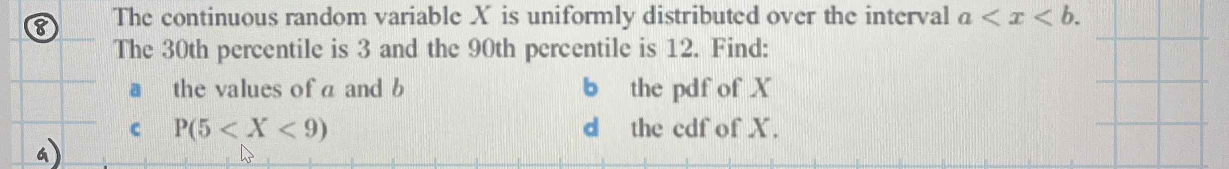 Solved (8) ﻿The continuous random variable x ﻿is uniformly | Chegg.com