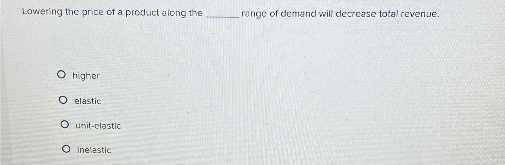 Solved Lowering the price of a product along the range of | Chegg.com