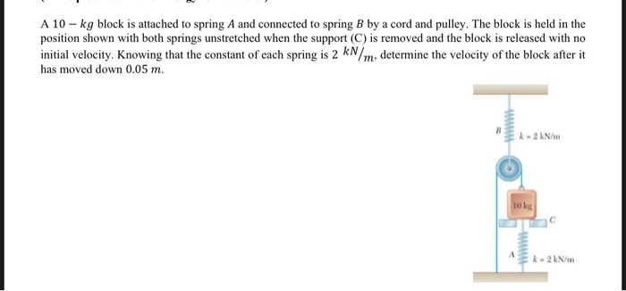Solved A 10 - kg block is attached to spring A and connected | Chegg.com