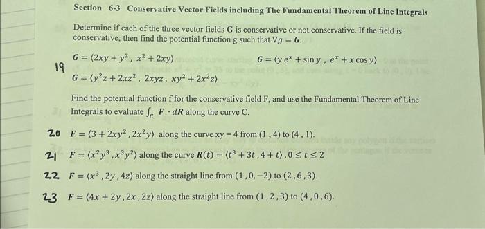 Solved Section 6-3 Conservative Vector Fields including The | Chegg.com