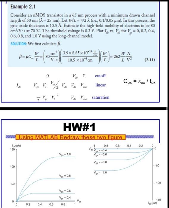 Solved Example 2.1 Consider an MOS transistor in a 65 nm | Chegg.com