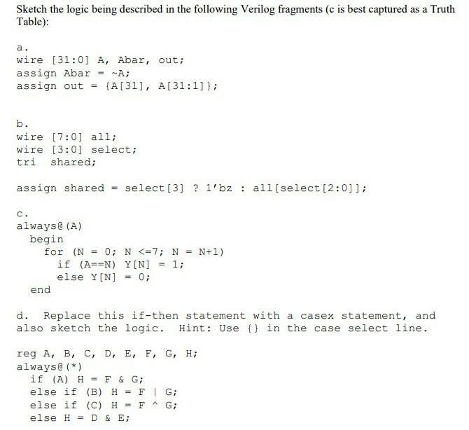 Sketch the logic being described in the following | Chegg.com