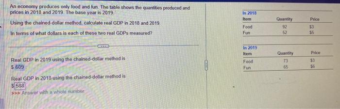 Solved using the chained dollar merhod, calculate real GDP | Chegg.com