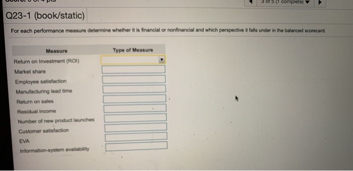 Solved For each performance measure determine whether it is | Chegg.com
