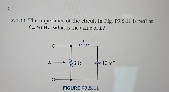 Solved 7.5.11 ﻿The impedance of the circuit in Fig. P7.5.11 | Chegg.com