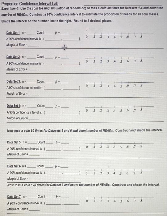 Solved Proportion Confidence Interval Lab Experiment: Use | Chegg.com