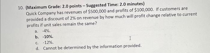 Solved 10. (Maximum Grade: 2.0 points - Suggested Time: 2.0 | Chegg.com