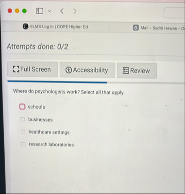 Solved ELMS Log In | ﻿CORE Higher EdMail - ﻿Sydni Hewes - | Chegg.com