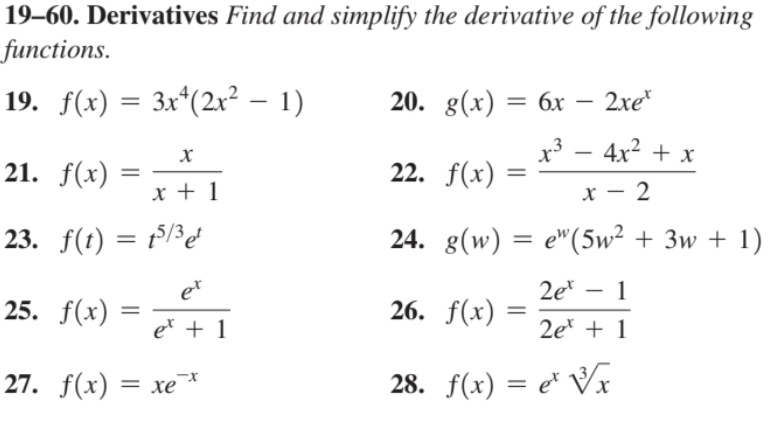 Solved 19-60. ﻿Derivatives Find and simplify the derivative | Chegg.com