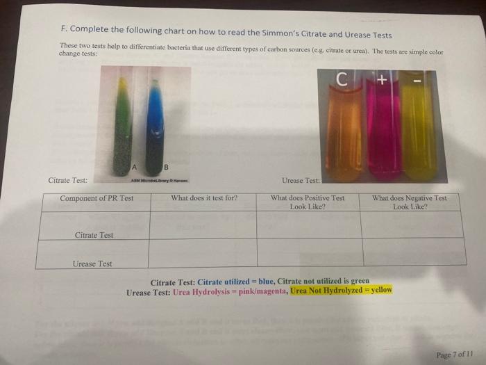 Solved F. Complete the following chart on how to read the | Chegg.com