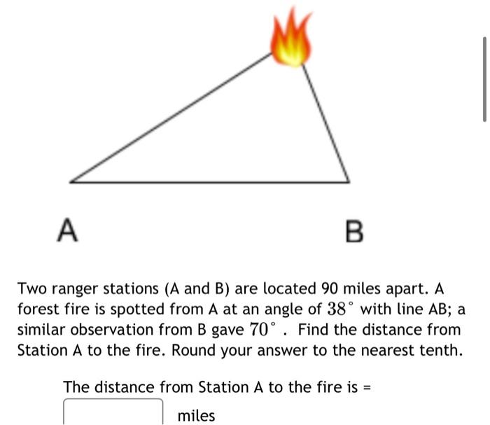 Solved Two ranger stations ( A and B ) are located 90 miles | Chegg.com