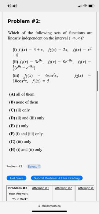 Solved Which of the following sets of functions are linearly | Chegg.com