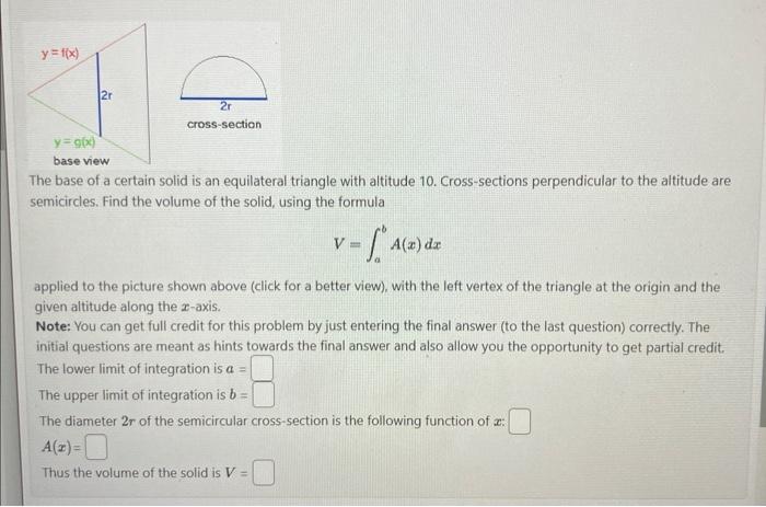 Solved The base of a certain solid is an equilateral | Chegg.com