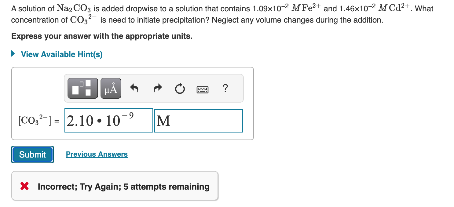 Solved A solution of Na2CO3 ﻿is added dropwise to a solution | Chegg.com