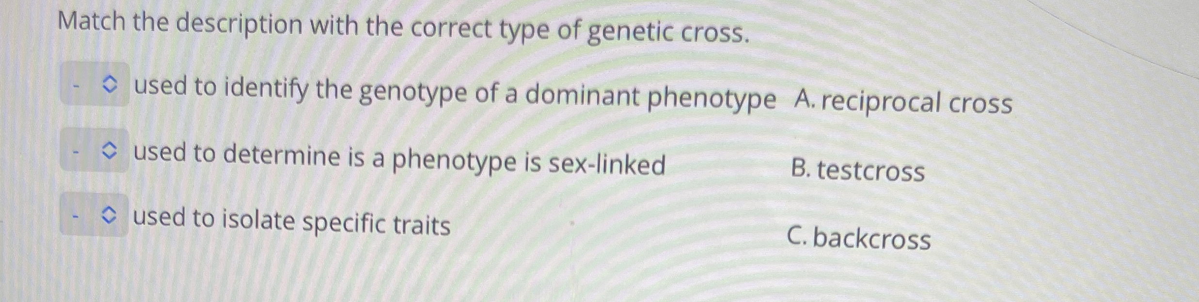 Solved Match the description with the correct type of | Chegg.com