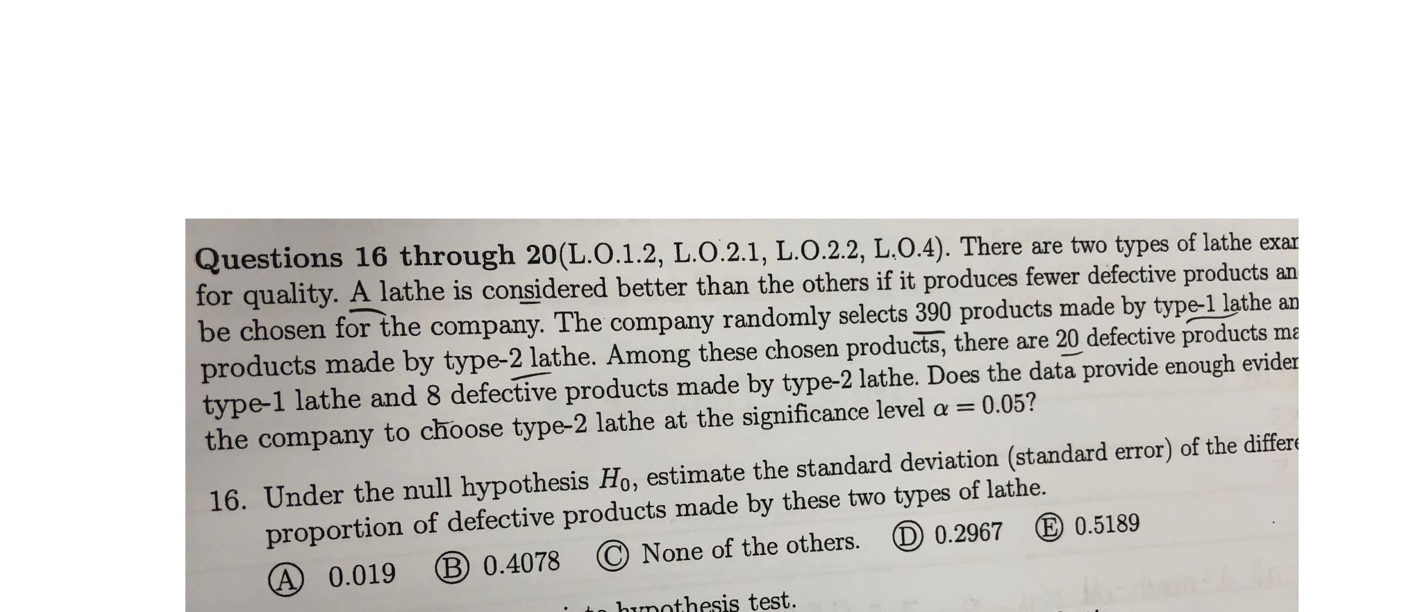 Solved Questions 16 through 20(L.O.1.2, L.O.2.1, L.O.2.2, | Chegg.com