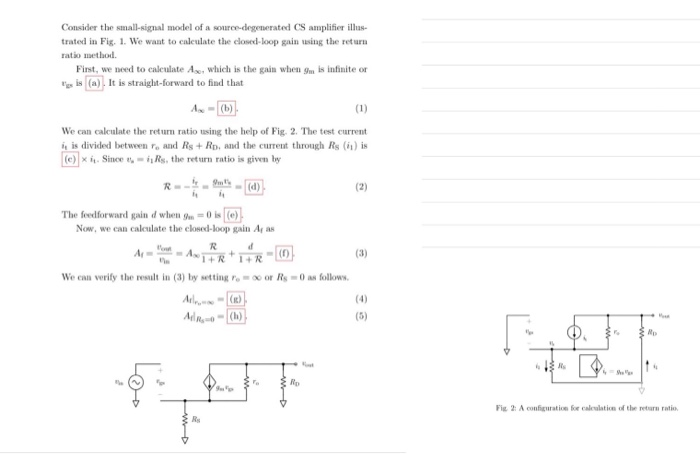Solved Consider the small-signal model of a | Chegg.com