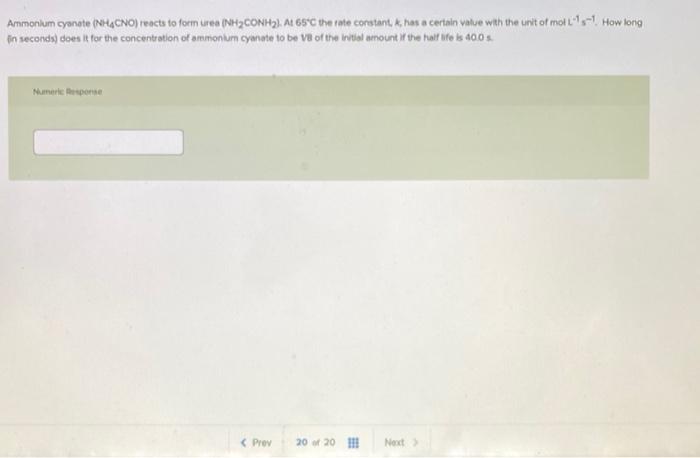 Solved Ammonium cyanate (NH4CNO) reacts to form urea | Chegg.com
