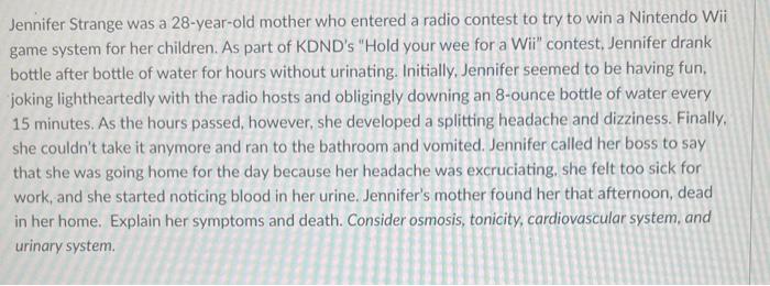 Solved Jennifer Strange was a 28 -year-old mother who | Chegg.com