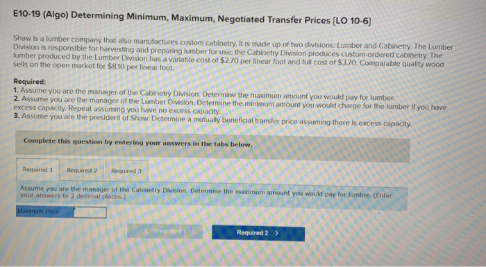 Solved E10-19 (Algo) Determining Minimum, Maximum, | Chegg.com