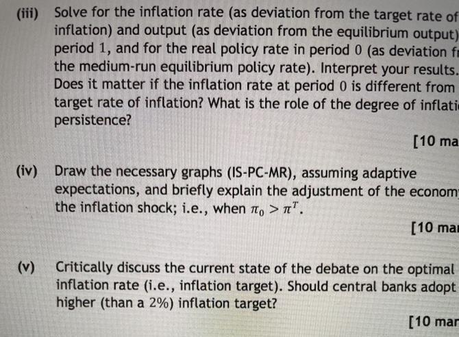 Solved (iii) Solve for the inflation rate (as deviation from | Chegg.com