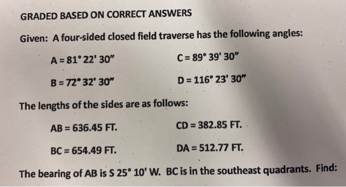 Solved GRADED BASED ON CORRECT ANSWERS Given: A four-sided | Chegg.com