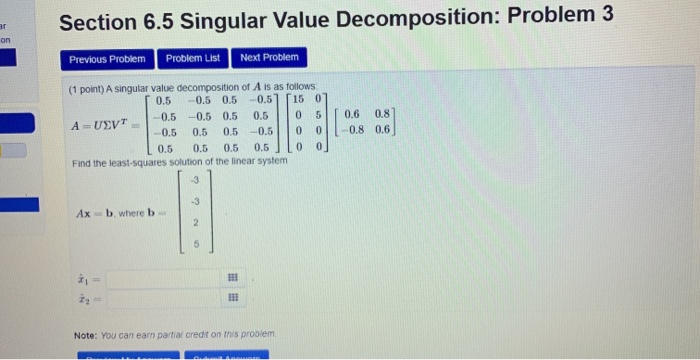 Solved Section 6 5 Singular Value Decomposition Problem 3