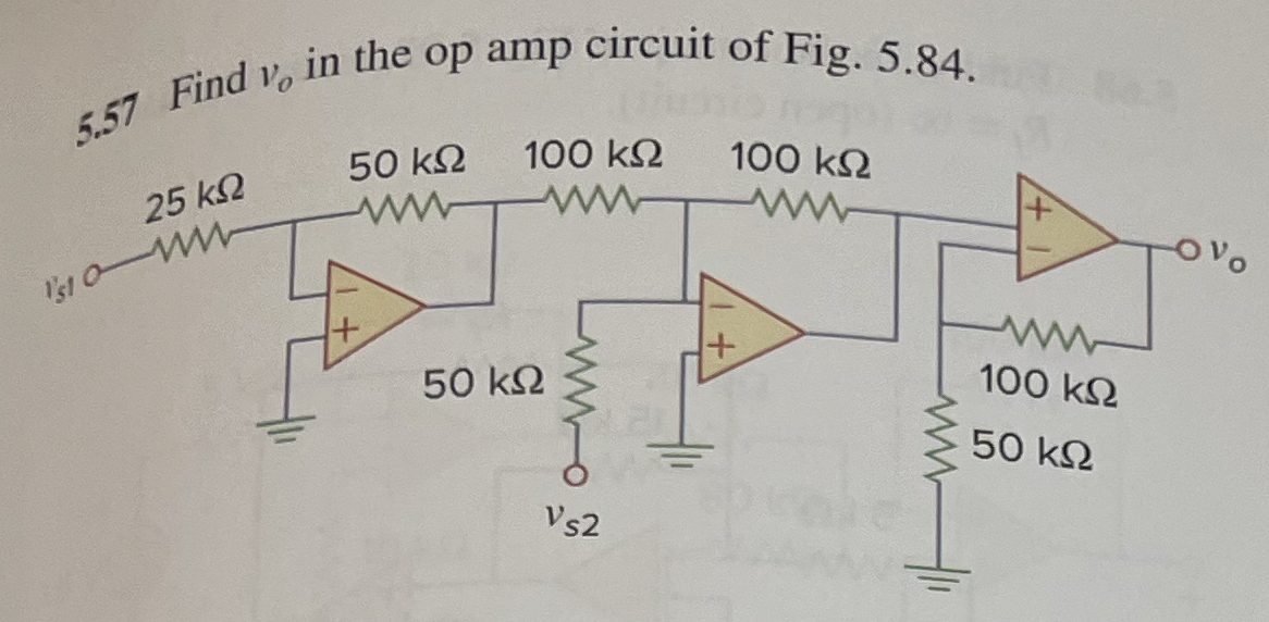 Solved 5.57 ﻿Find v0 ﻿in the op amp circuit of Fig. 5.84 | Chegg.com