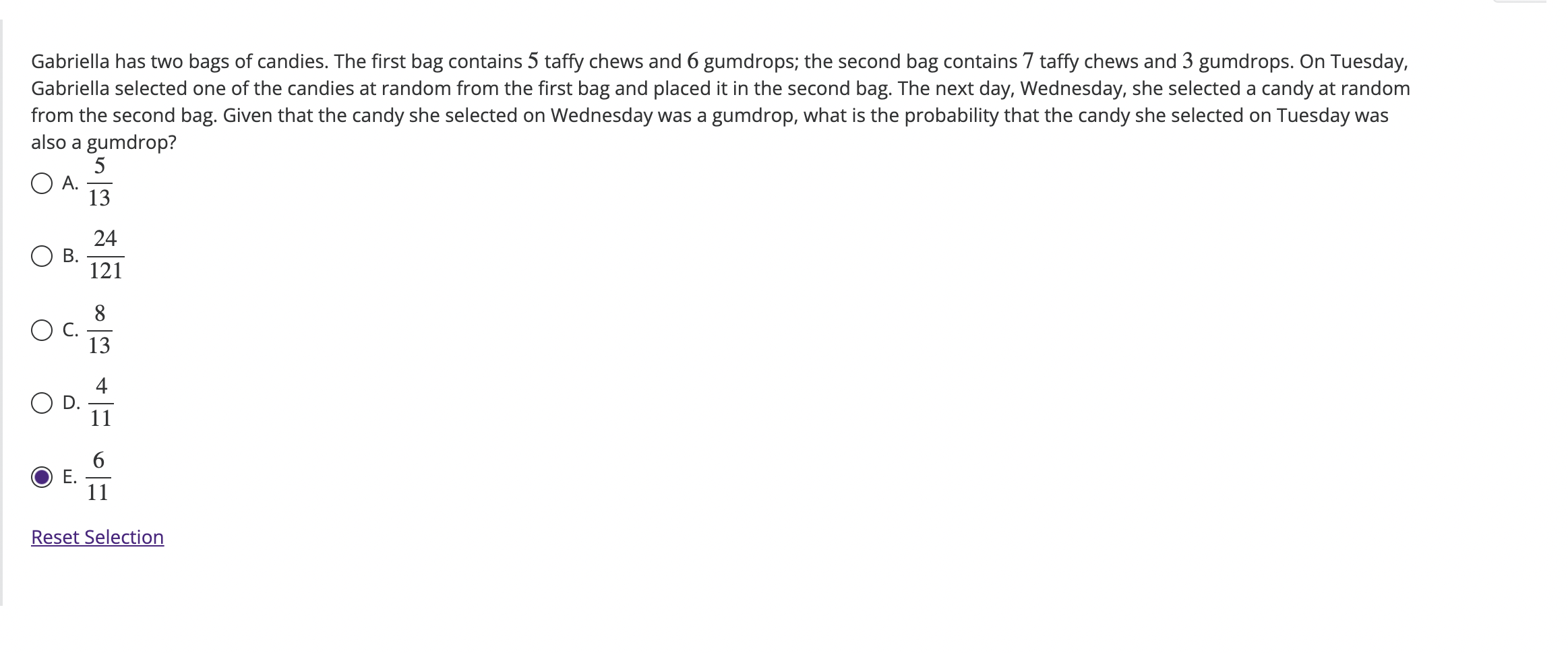 Solved Gabriella has two bags of candies. The first bag | Chegg.com