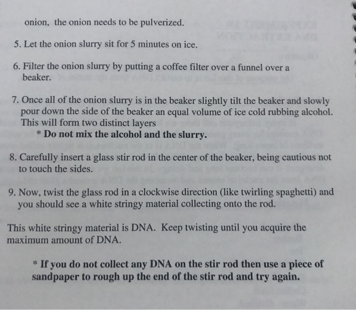 Solved EXPERIMENT 18: DNA EXTRACTION Objective The purpose | Chegg.com