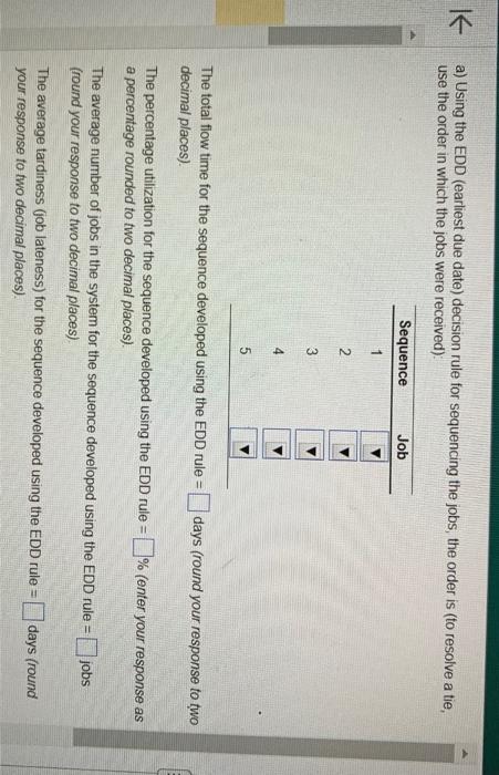 Solved a) Using the EDD (earliest due date) decision rule | Chegg.com