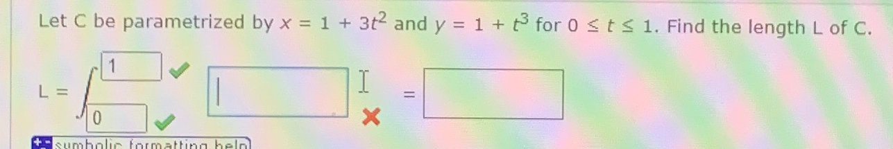 Solved Let C ﻿be parametrized by x=1+3t2 ﻿and y=1+t3 ﻿for | Chegg.com
