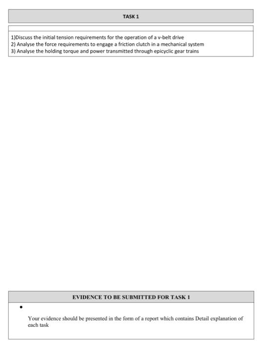 Solved TASK 1 1)Discuss the initial tension requirements for | Chegg.com