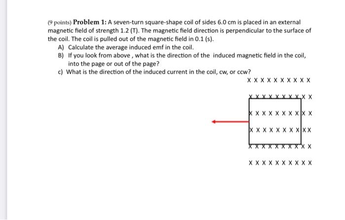 Solved (9 points) Problem 1: A seven-turn square-shape coil | Chegg.com