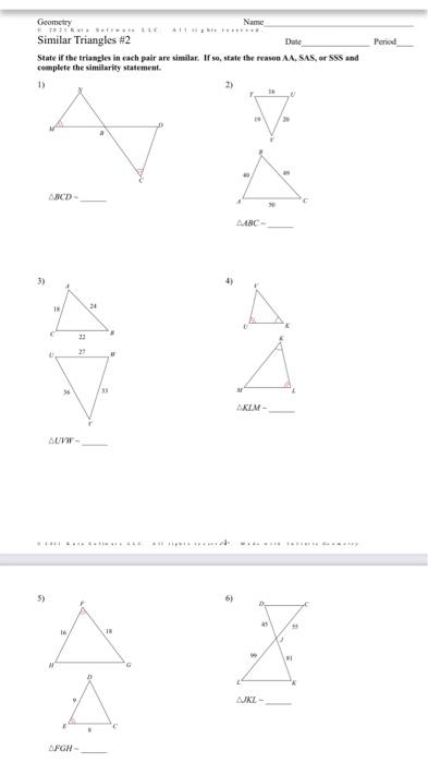 Solved Date Period Geometry Name 'ILC Similar Triangles #2 | Chegg.com