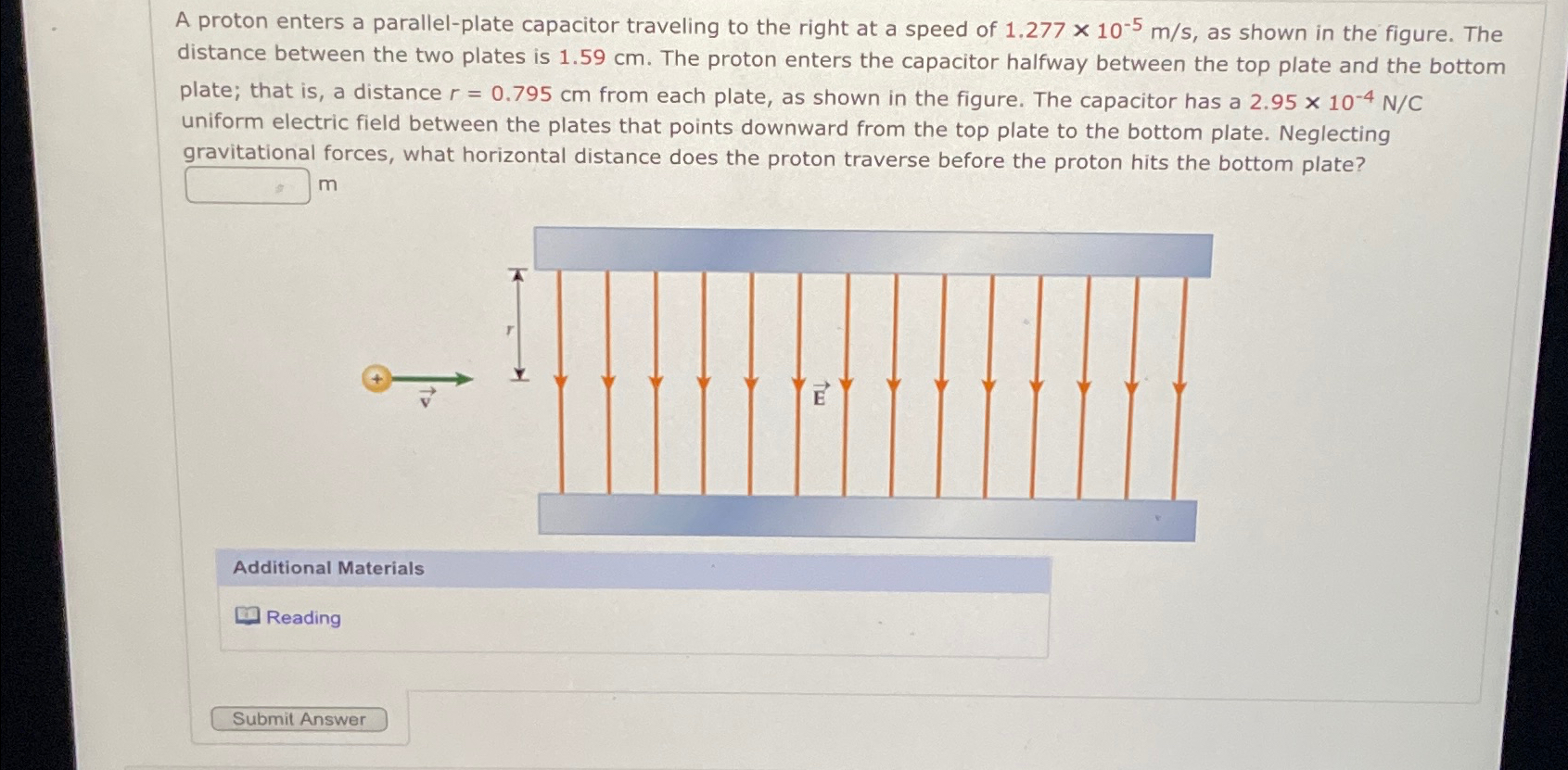 Solved A proton enters a parallel-plate capacitor traveling | Chegg.com