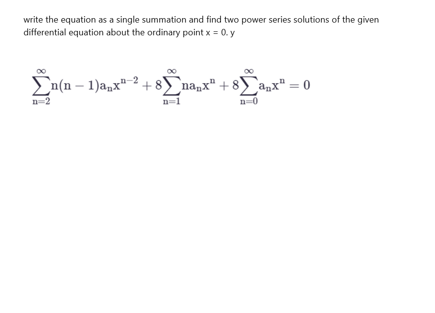 Solved write the equation as a single summation and find two | Chegg.com