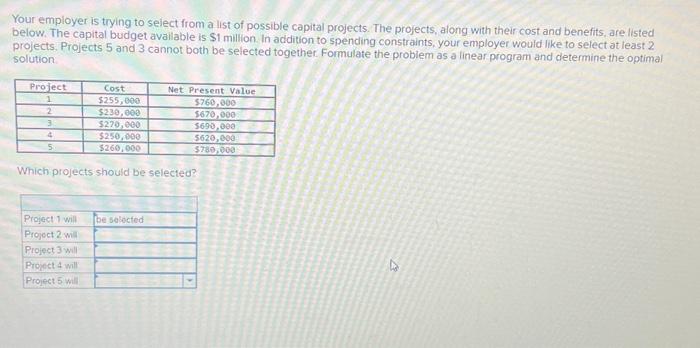 Solved Your employer is trying to select from a list of | Chegg.com