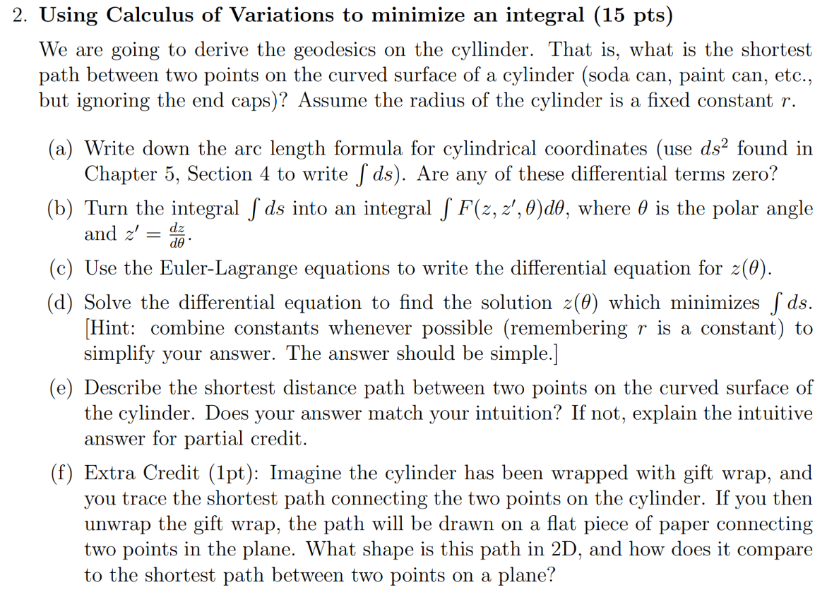 Solved Using Calculus of ﻿Variations to ﻿minimize an | Chegg.com