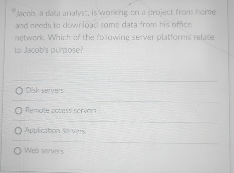 Solved Jacob, a data analyst, is working on a project from | Chegg.com