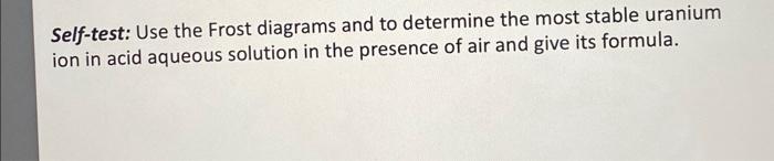 Self-test: Use the Frost diagrams and to determine | Chegg.com